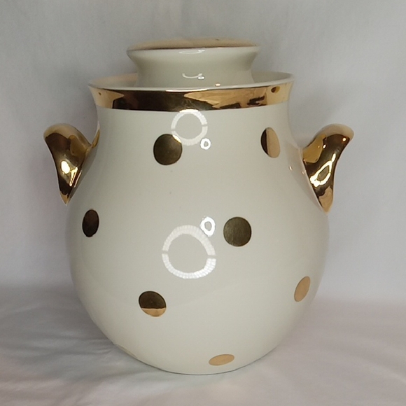 hall's | Dining | Vintage Halls Superior White With Gold Polka Dot ...